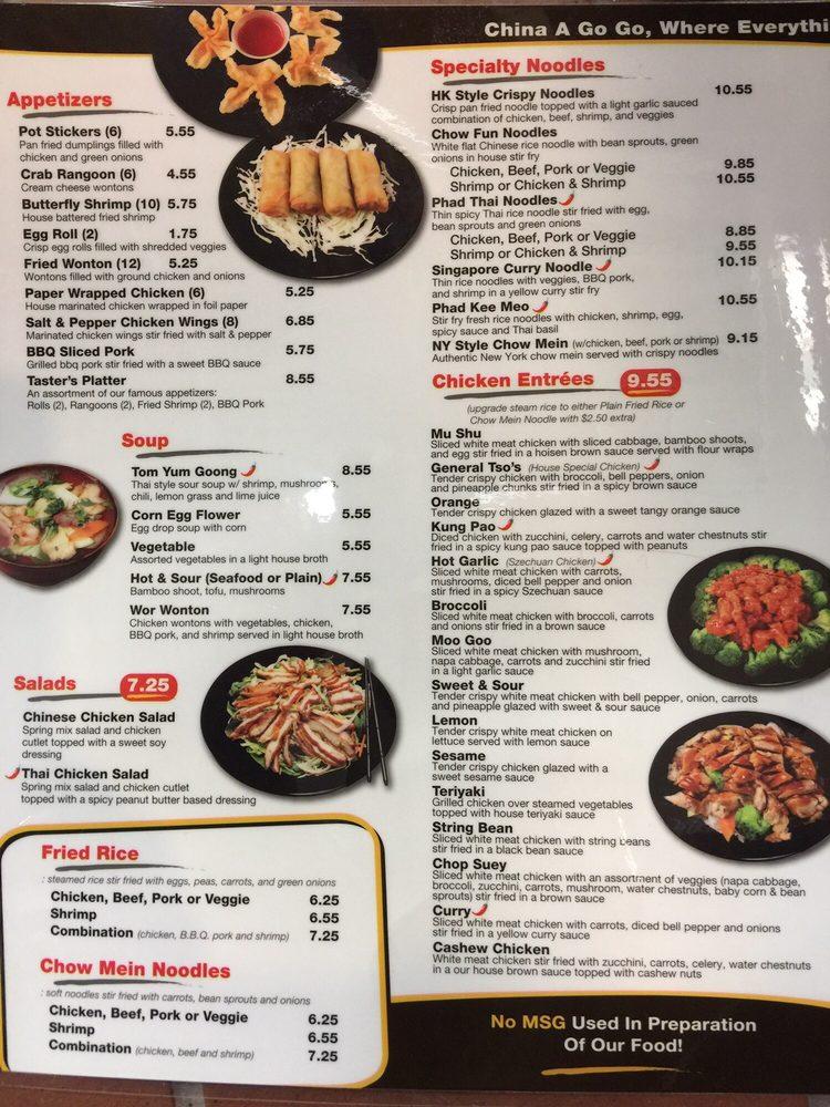 Menu at China A Gogo restaurant, Pahrump