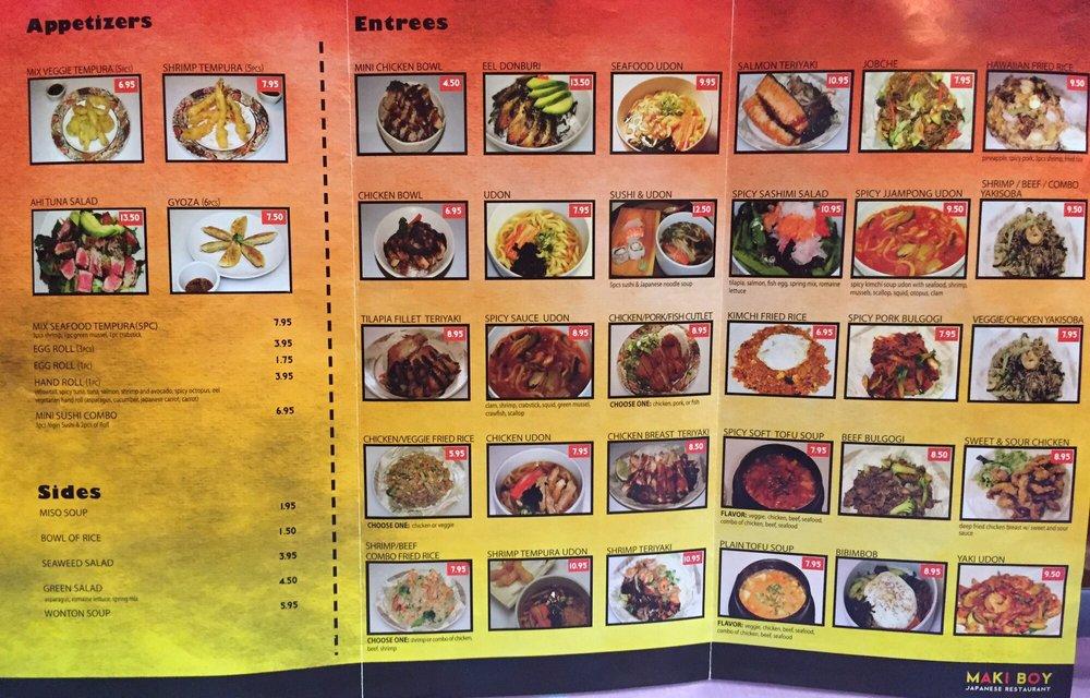 Menu at Maki Boy Las Colinas restaurant, Irving, N Belt Line Rd Ste 110