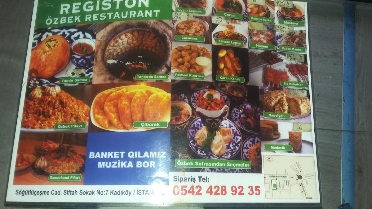 Menu at Registan Uzbek Milli Taomları, Istanbul