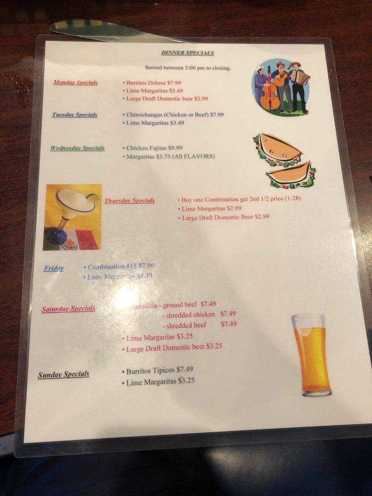 Menu at Arandas Mexican Restaurant, Frankfort