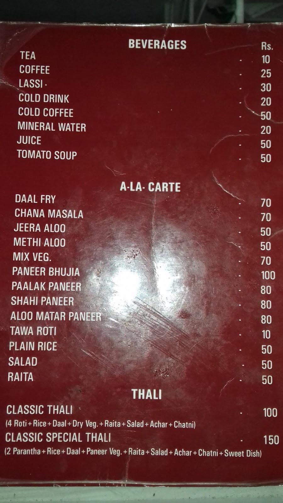 Menu at Classic Foods, Sikar
