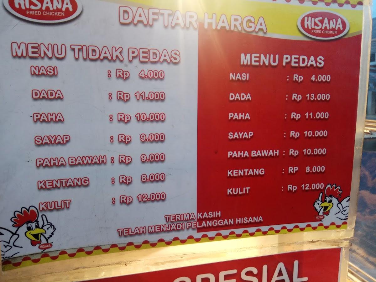 Menu at Hisana Fried Chicken restaurant, Indonesia, Jl. Bhayangkari No ...