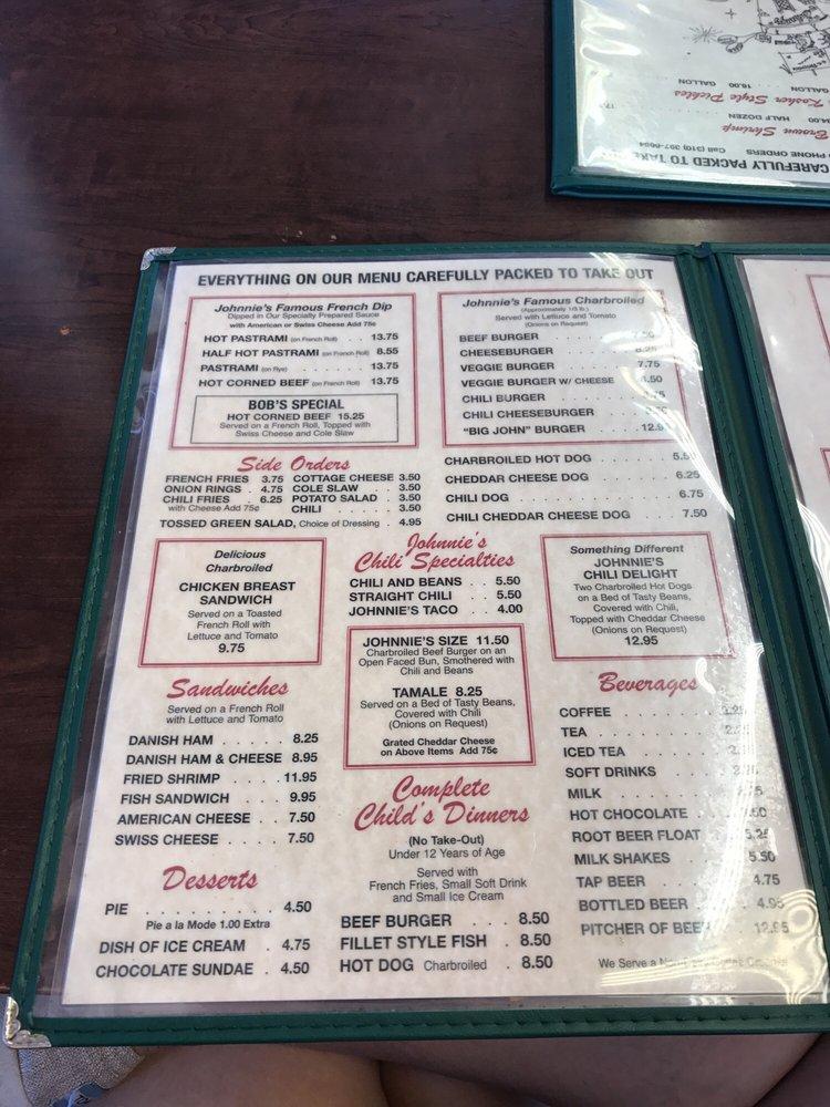 Menu at Johnnie's Pastrami restaurant, Culver City
