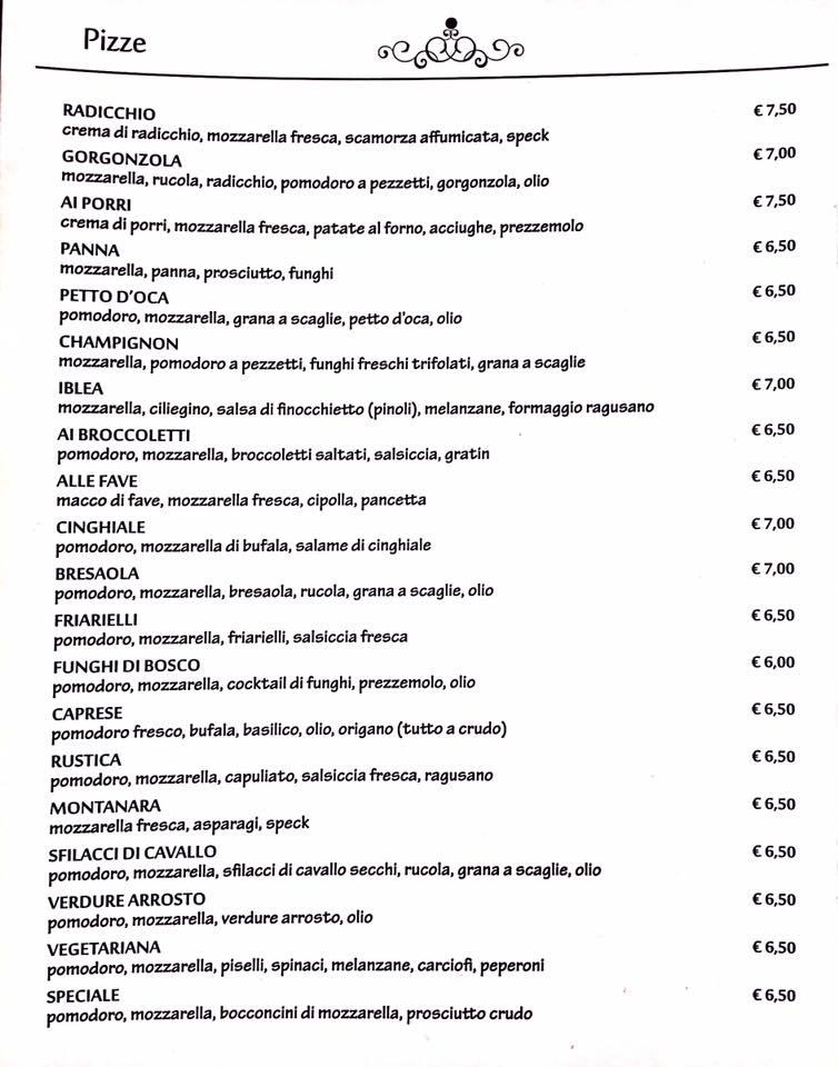 Menu da Pizzeria La Perla Ragusa..ristorante, Ragusa