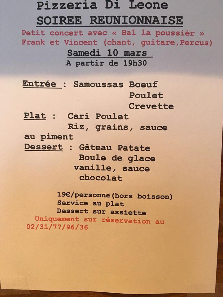 Menu at Pizzeria Di Leone, Lion-sur-Mer