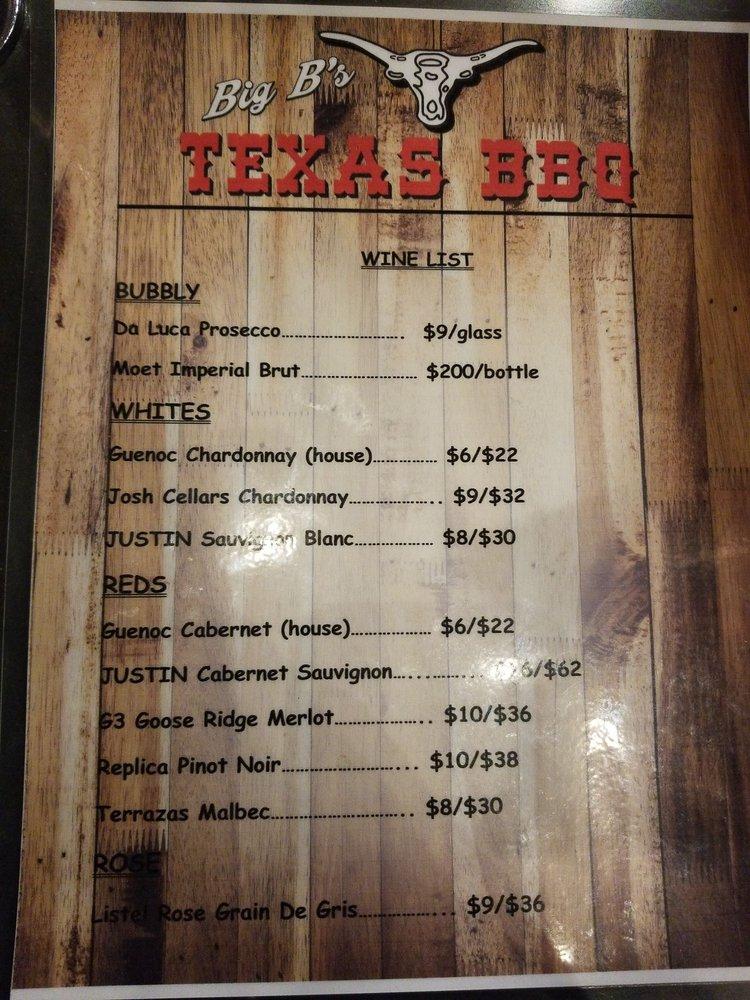 Menu at Big B's Texas BBQ, Las Vegas, S Fort Apache Rd Suite 112