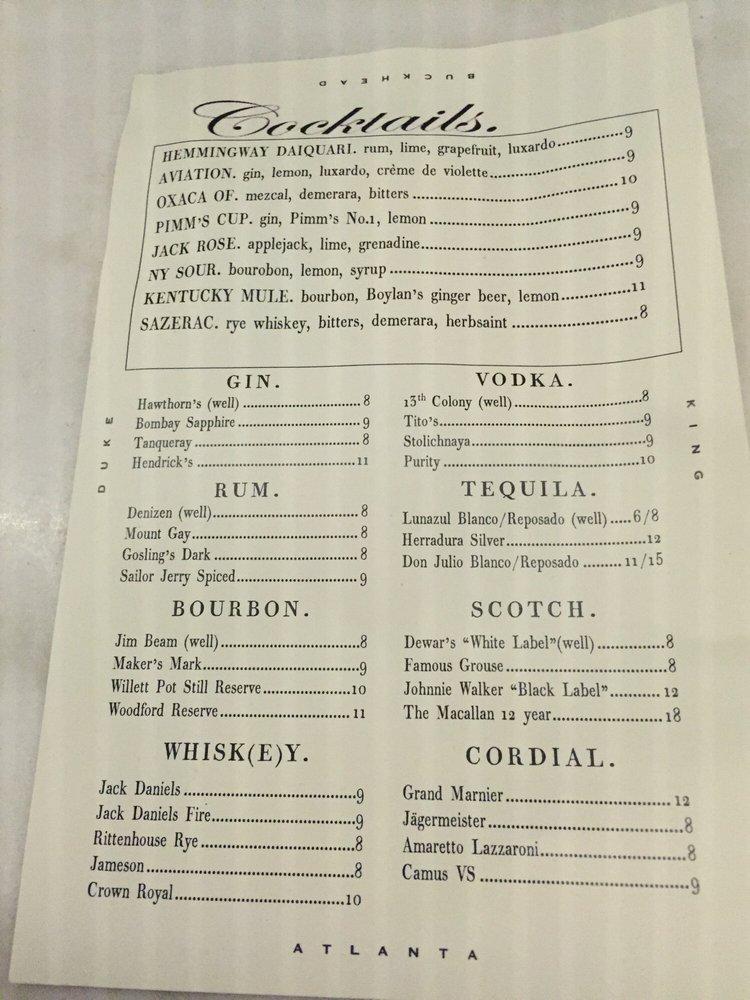 Menu at King + Duke restaurant, Atlanta, PEACHTREE RD NW at