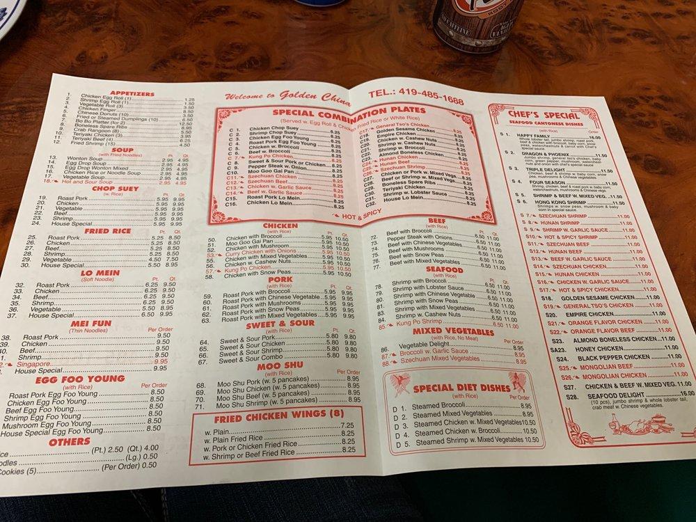 Menu at GOLDEN CHINA restaurant, Montpelier