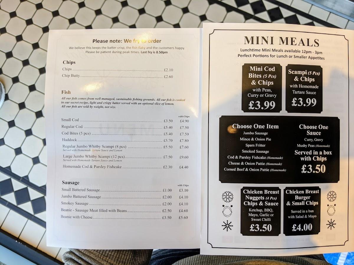 Menu at Fenham Fish Bar, Newcastle upon Tyne, 21 Stamfordham Rd