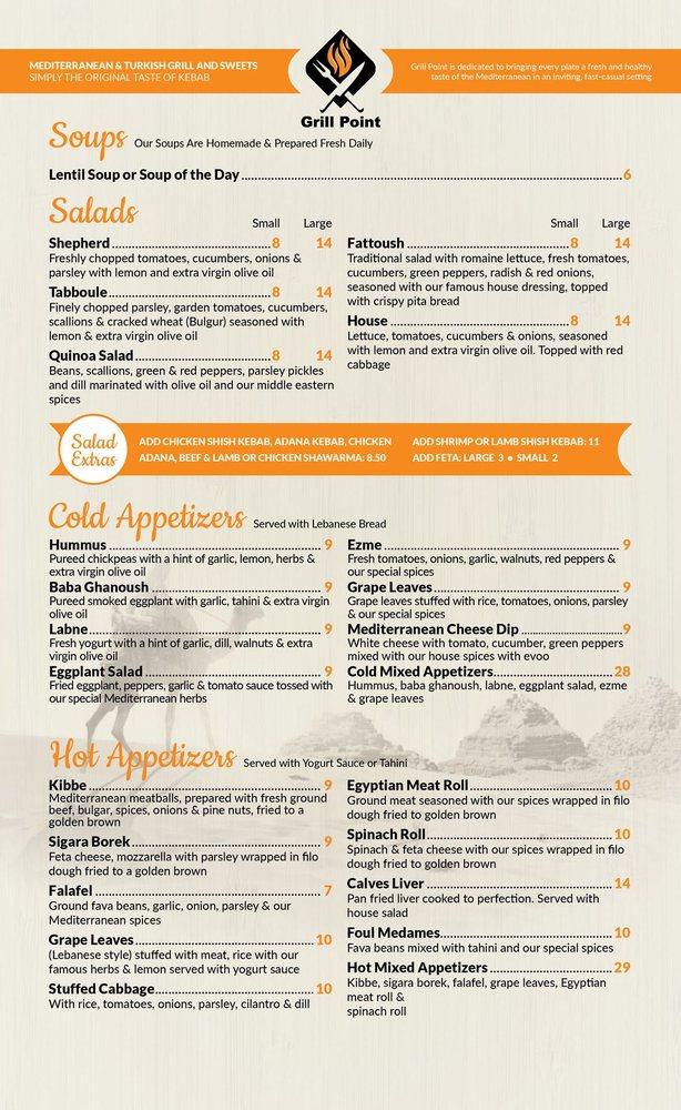 Menu at Grill Point Mediterranean Cuisine & Cafe, Marlboro Township