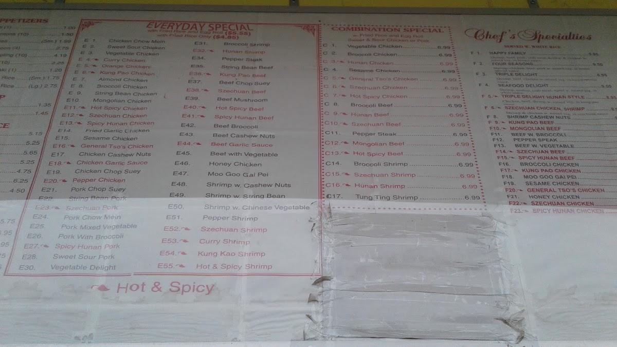 Menu at Taiwan Chinese Food restaurant, Oklahoma City