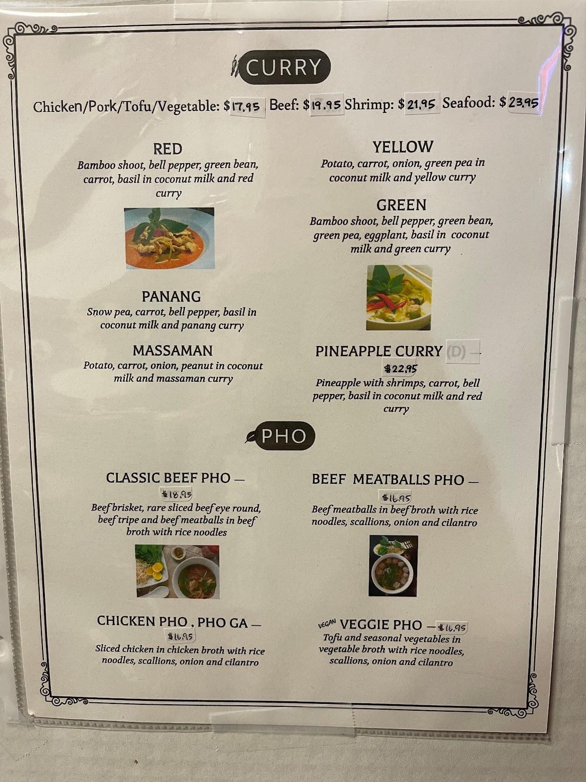 Menu at Thai Silk Restaurant, Orlando