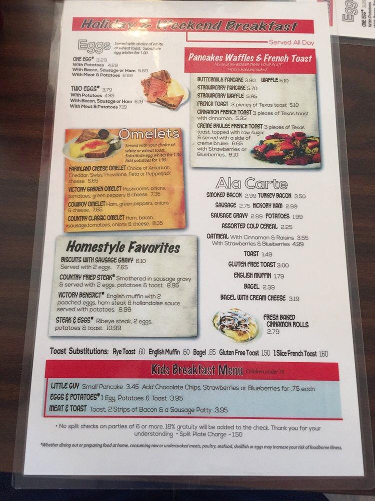 Menu at Victory Café cafe, Galena
