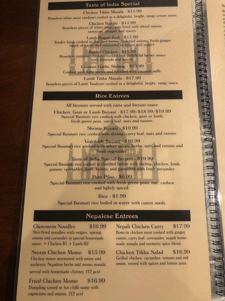 Menu at Hennings Taste of India - Southern Pine restaurant, Southern Pines