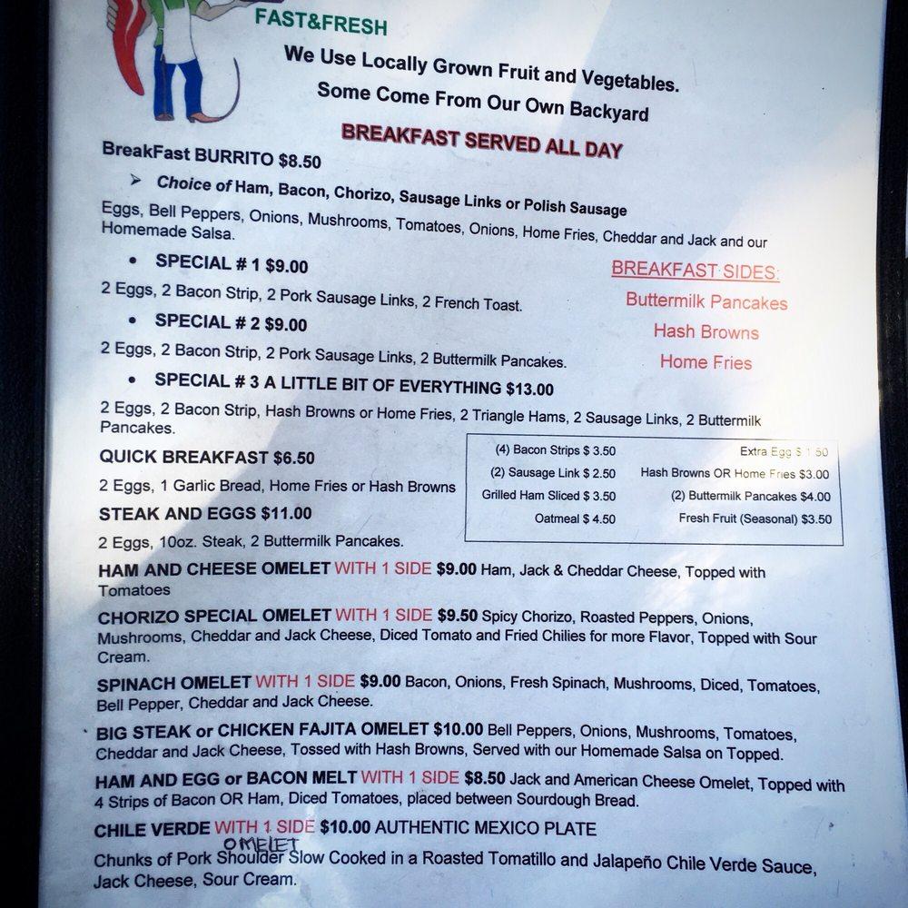 Menu at Aj's Kitchen restaurant, Atascadero