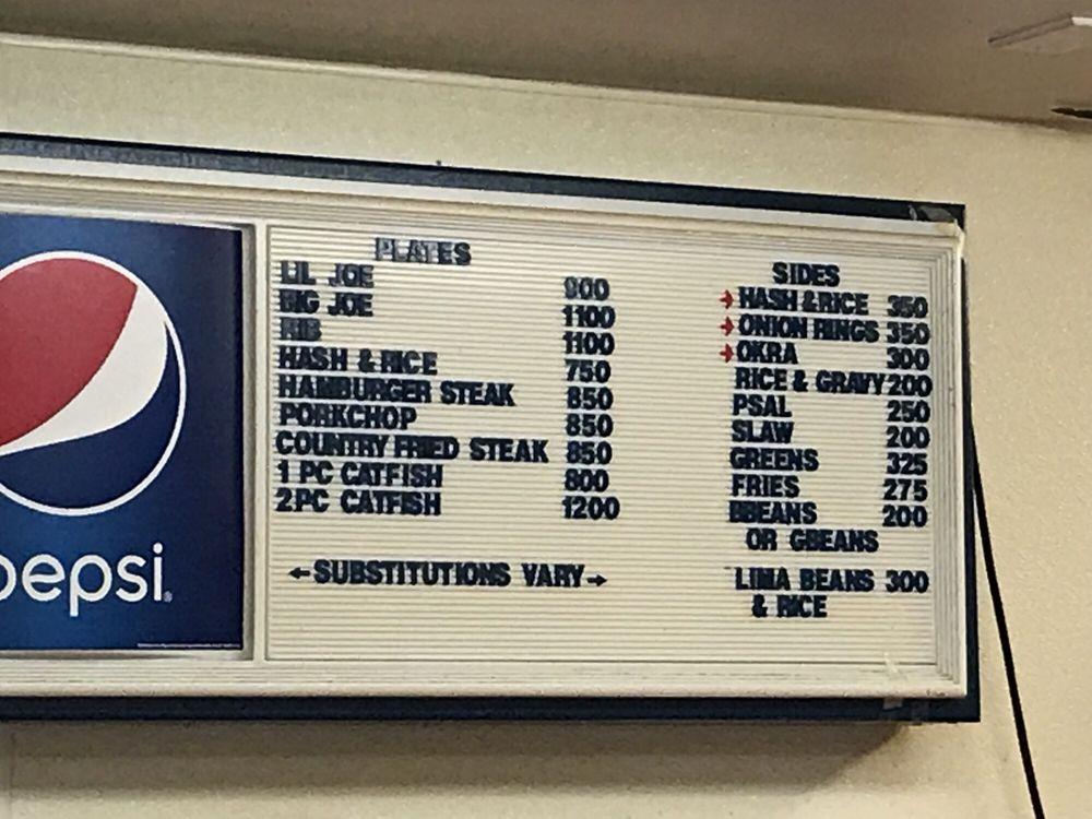 Menu at Joe Bessinger's Barbeque, Summerville