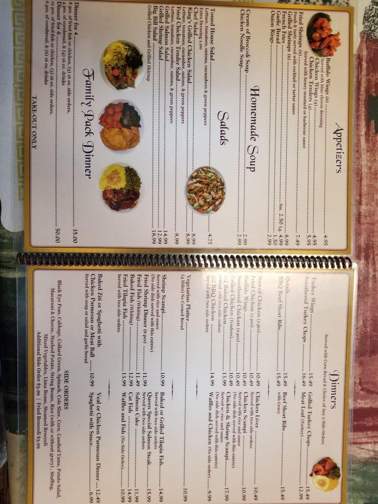 Menu at King's #1 Family Restaurant “Original Kings”, Newark, 361 Lyons Ave
