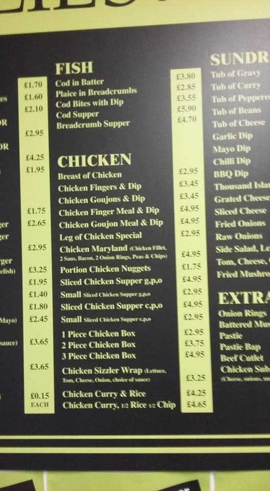Menu at Paa Thai Takeaway restaurant, Lurgan