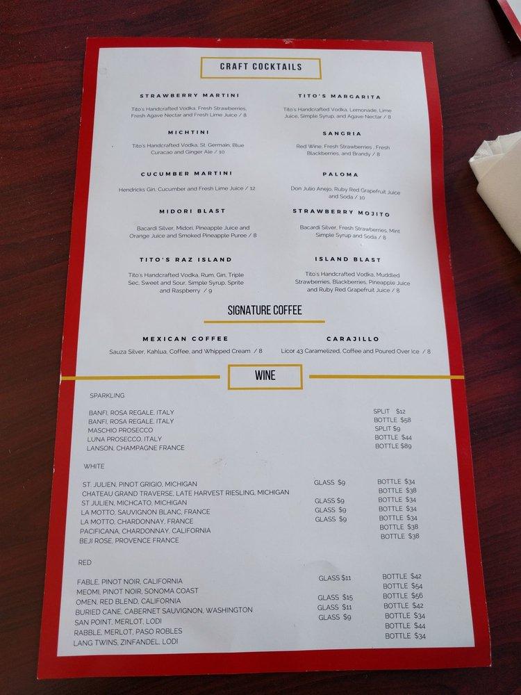 Menu at SMOKEY JOSE'S pub & bar, Mackinac Island