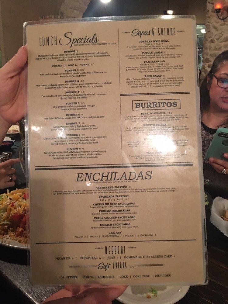 Menu at Mama Cuca's Mexican Cuisine restaurant, Mansfield