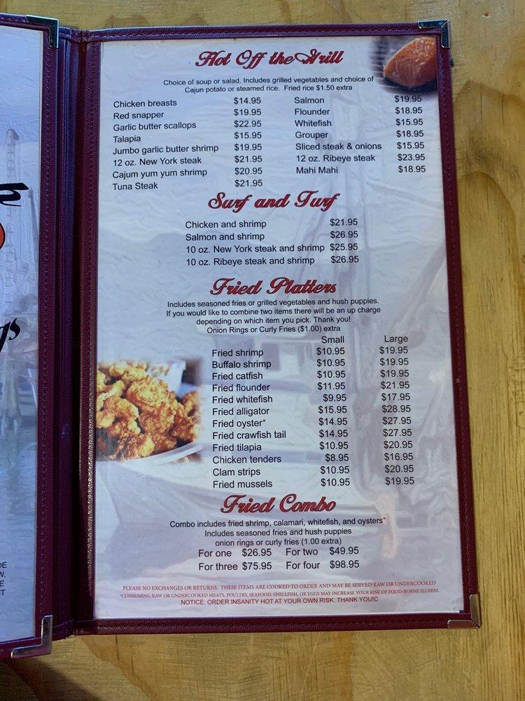 Menu at Red Crawfish Seafood & Wings steakhouse, Loganville