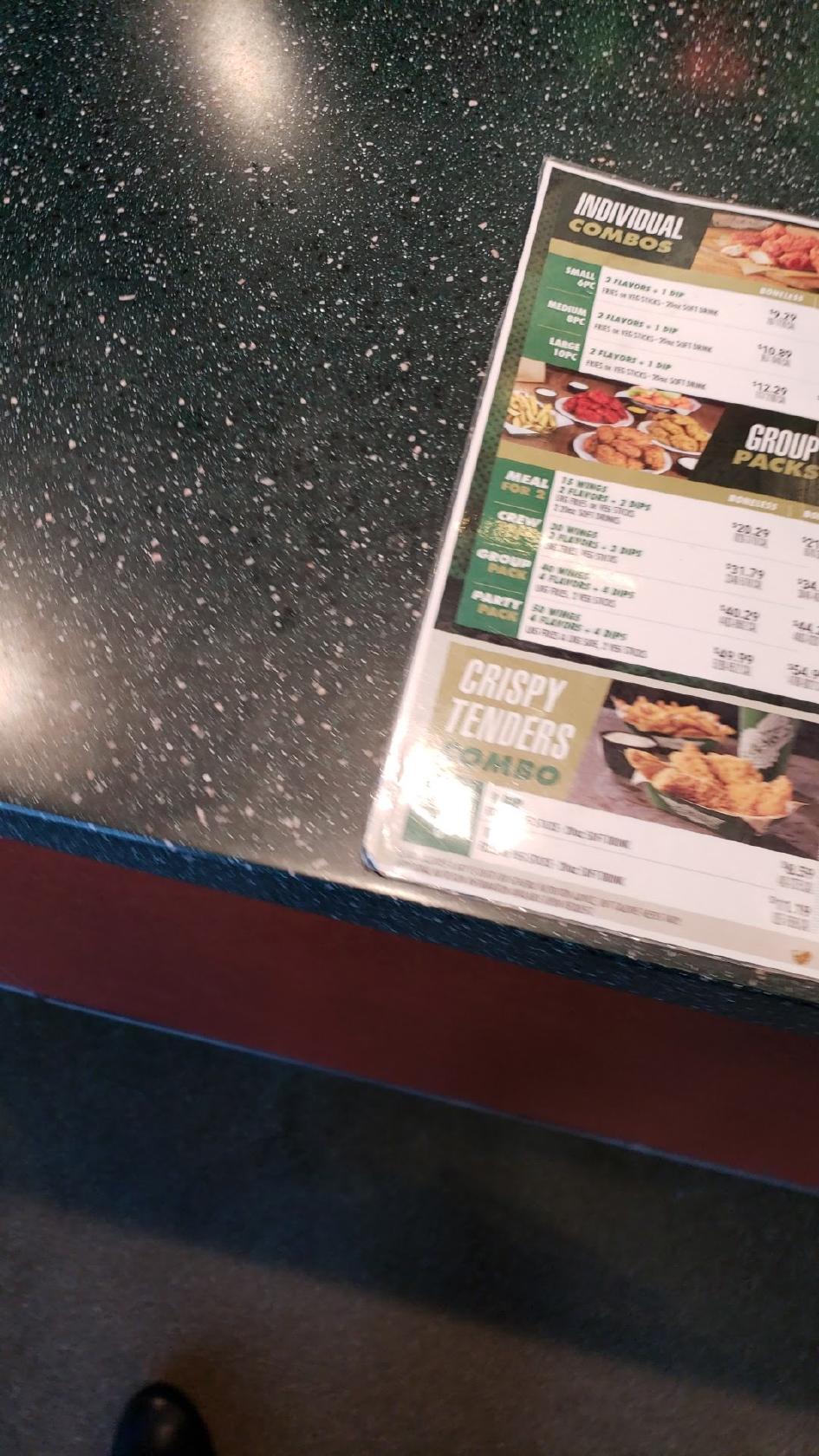 Menu at Wingstop restaurant, Highland