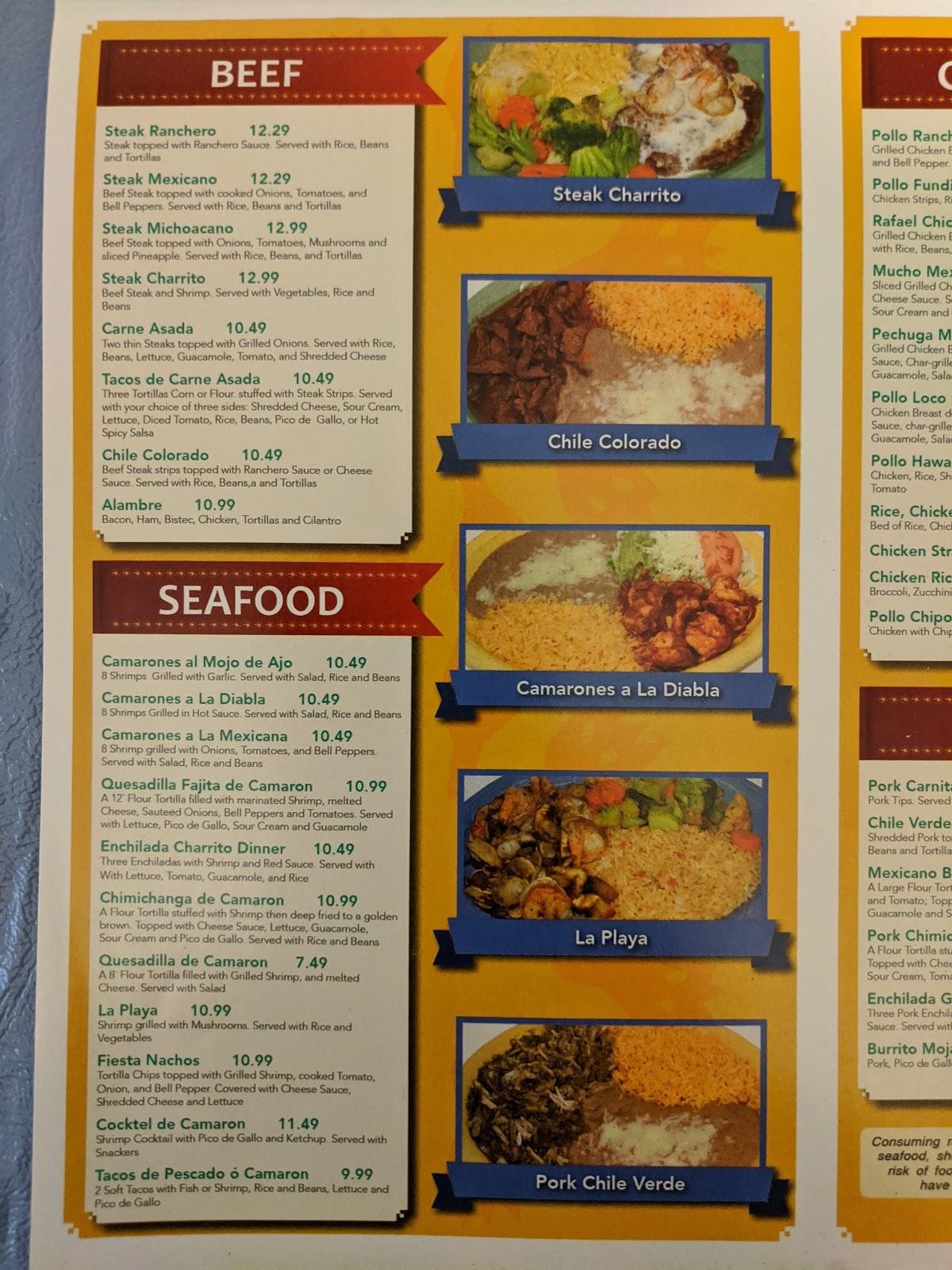 Menu at Charritos Plaza restaurant, Eudora