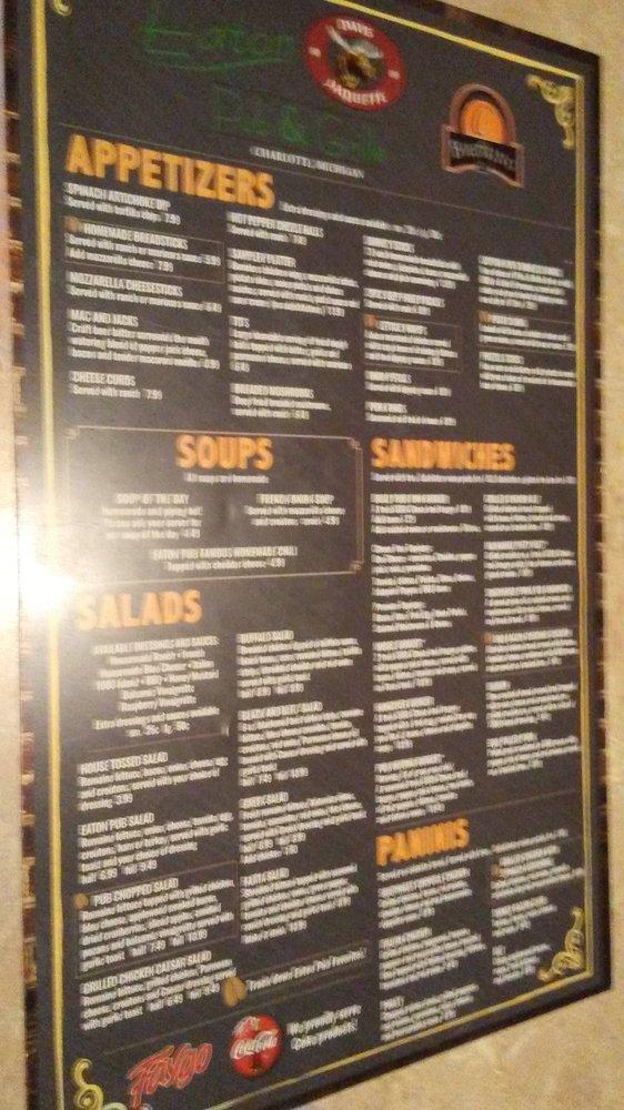 Menu at Eaton Pub & Grille & Charlotte Brewing Co., Charlotte