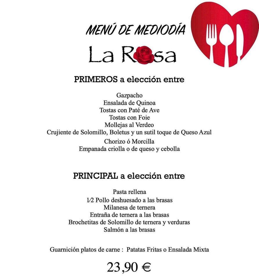 Menu at La Rosa steakhouse, San Pedro de Alcántara