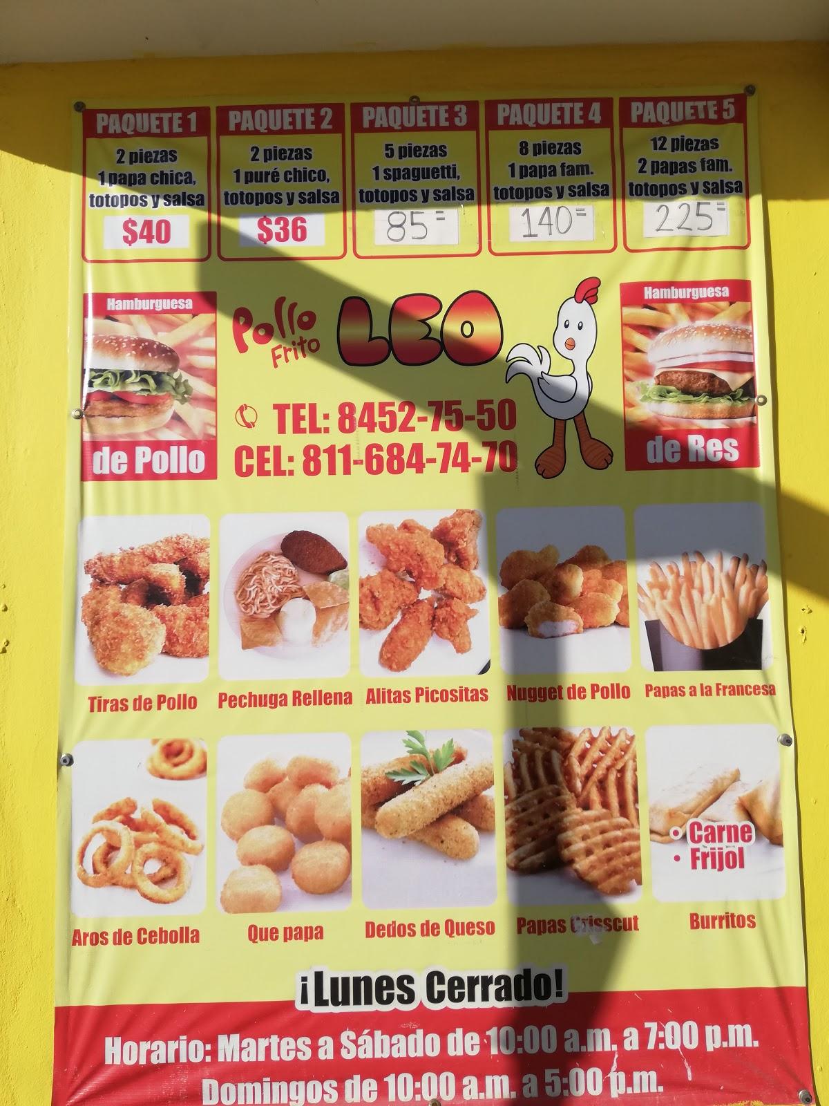 Carta del restaurante Pollo frito Leo, Apodaca, Av Jardines del Pino 264