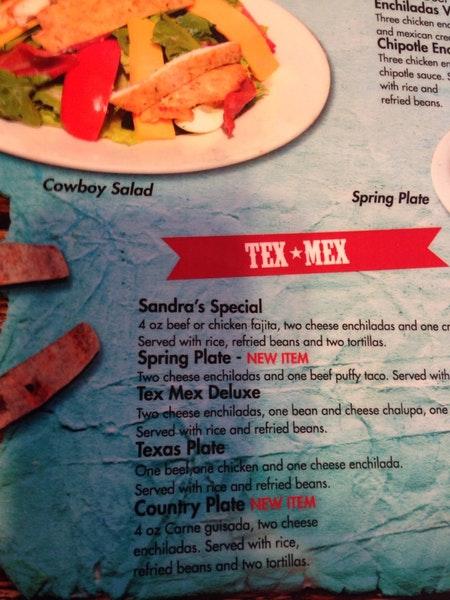 Menu at Sandra's Cantina & Grill restaurant, Spring Branch