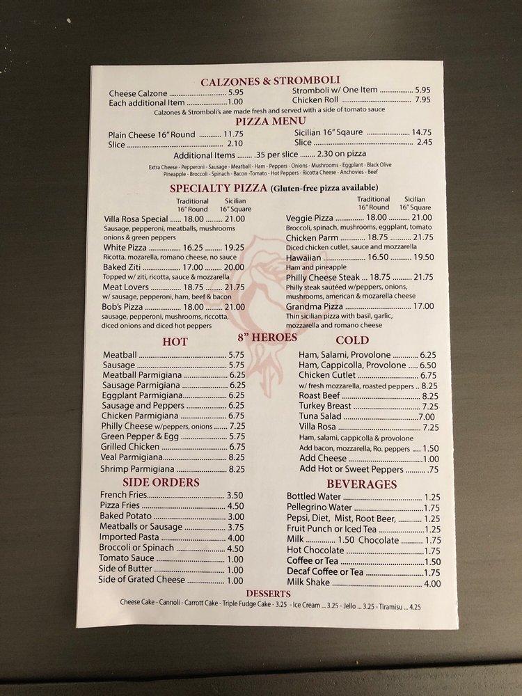 Menu at Villa Rosa Restaurant, Hawthorne
