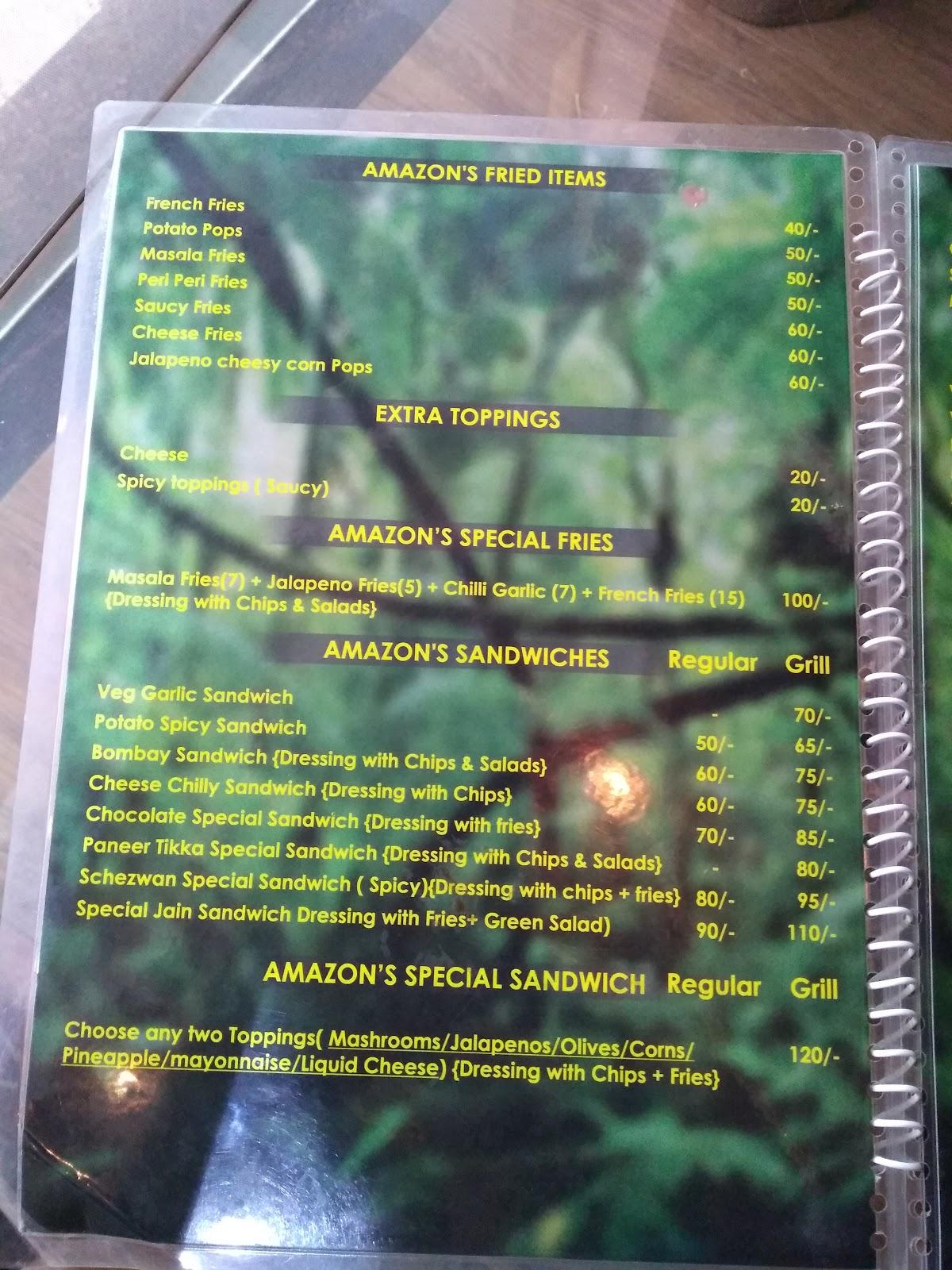 Menu at Cafe Amazon, Anand