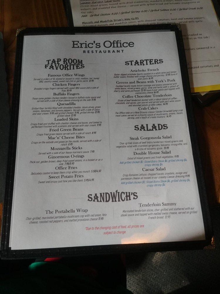 Menu at Eric's Office Restaurant, Canandaigua