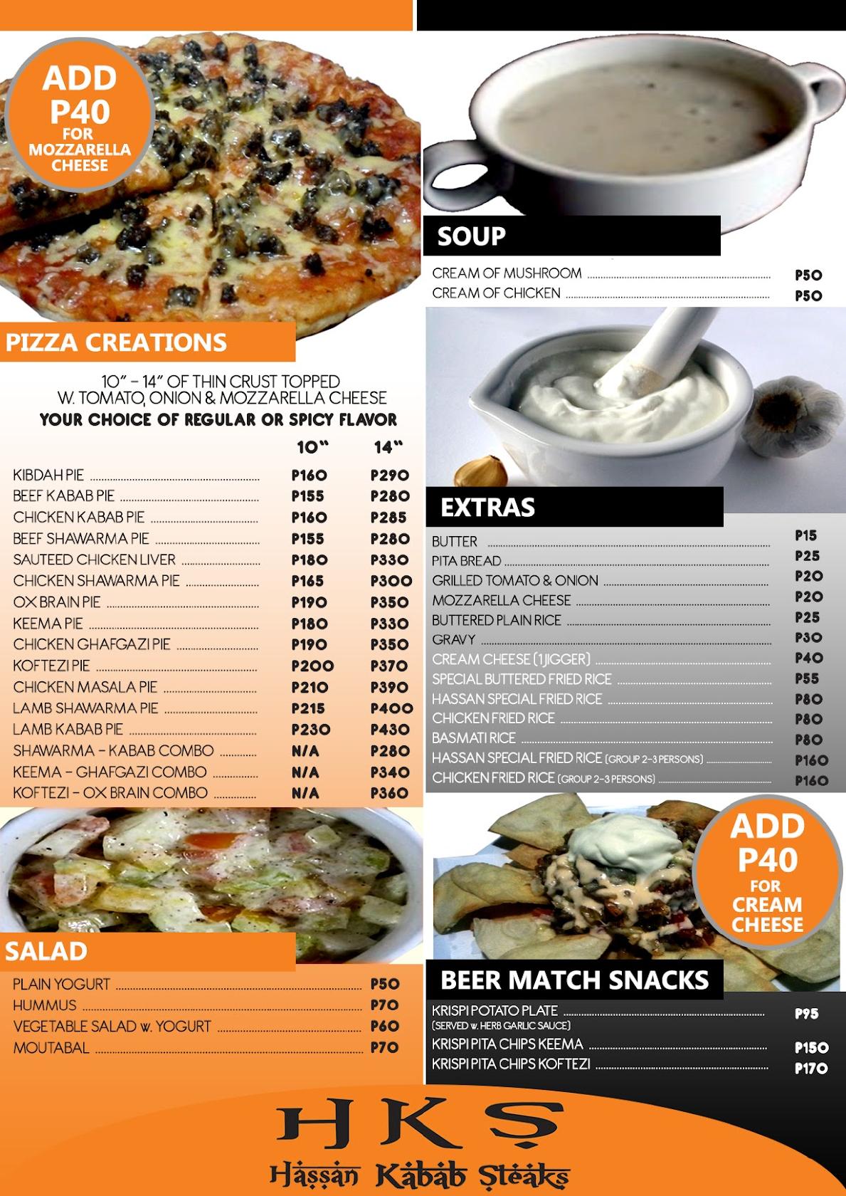 Menu at Hassan Kabab and Steaks pub & bar, Quezon City, Katipunan Ave
