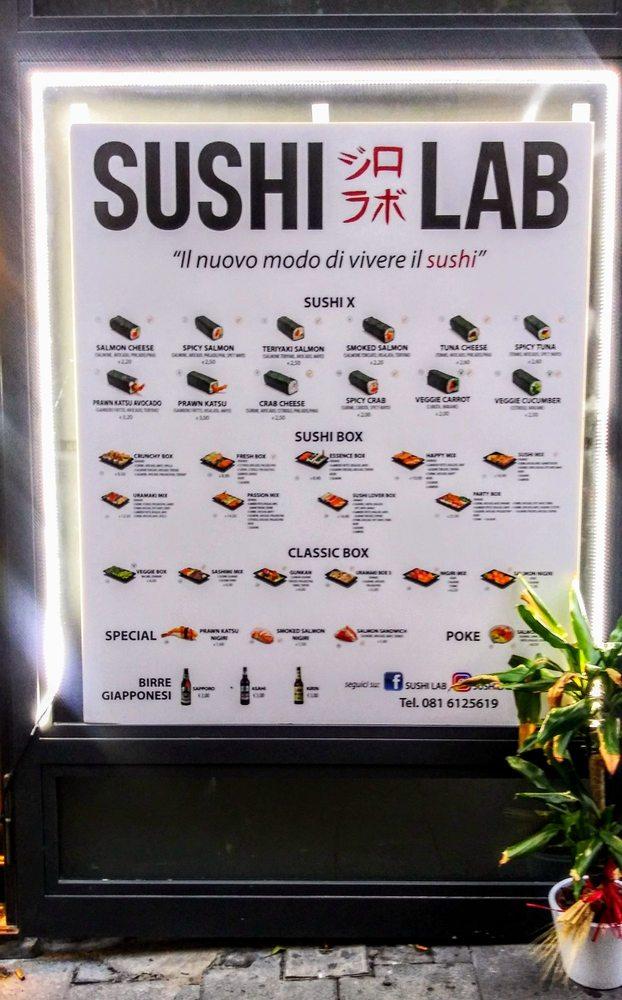 Menu at Sushi Lab restaurant, Naples