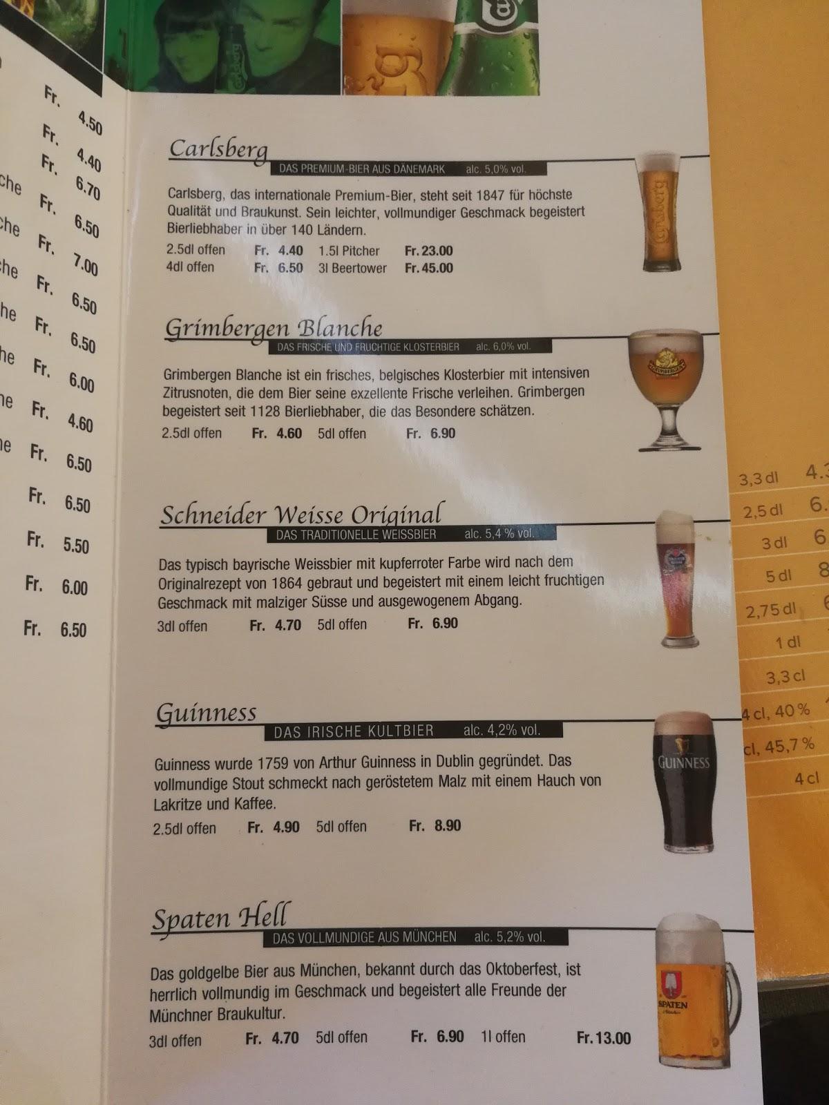 Speisekarte von Guarany Cafe-Bar, Buchs