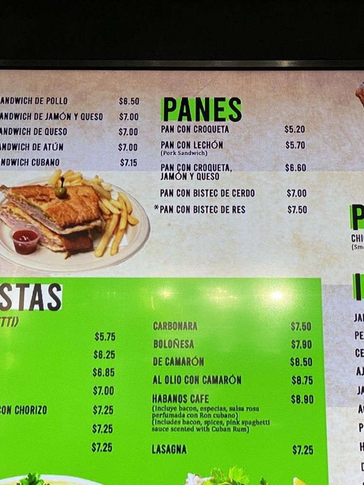 Menu at Habanos Cafe, Las Vegas