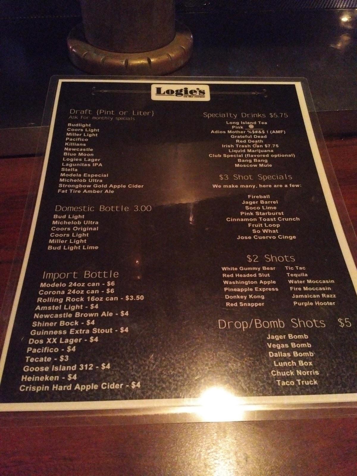 Menu at Logie's On The Corner pub & bar, Norman