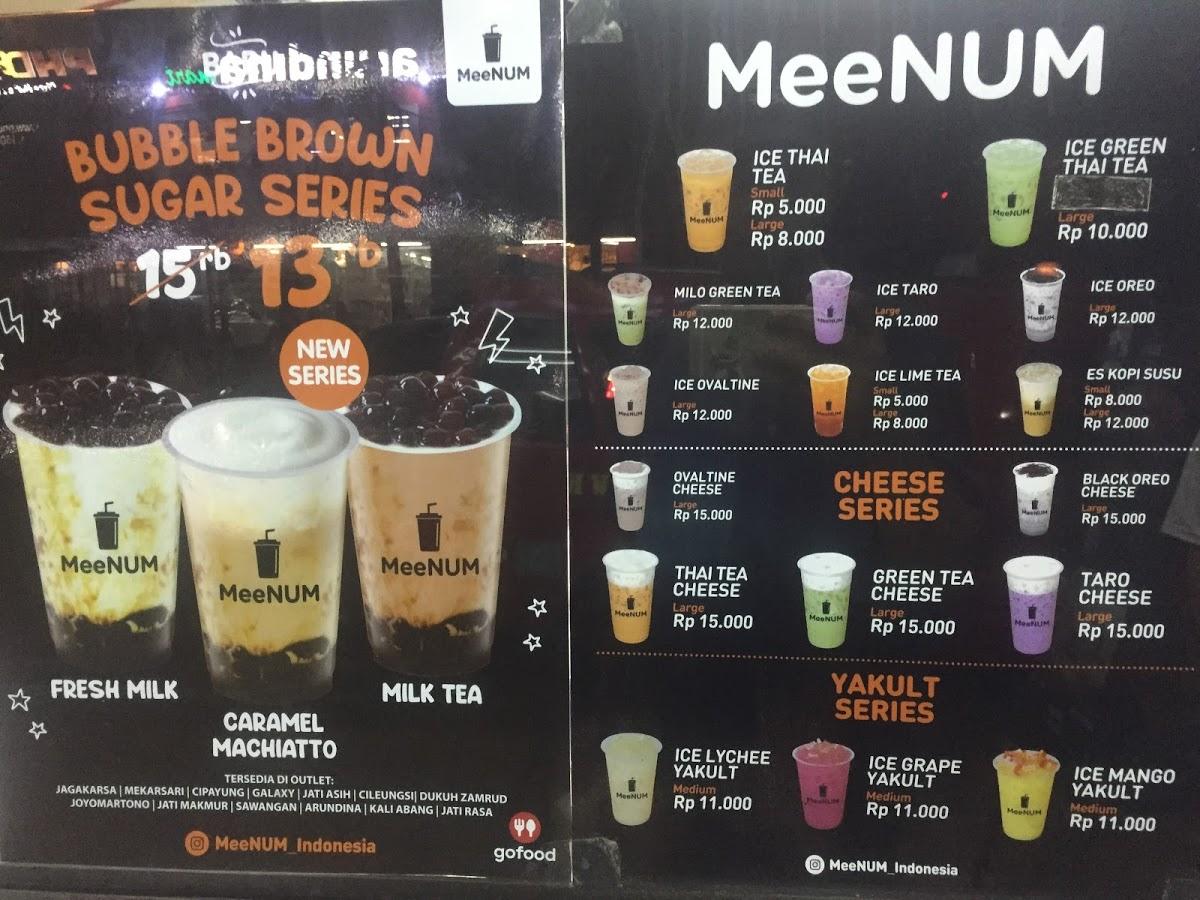 Menu at MeeNUM, Arundina restaurant, East Jakarta