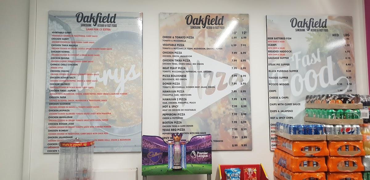 Menu at Oakfield Kebab & Fast food, Dunoon