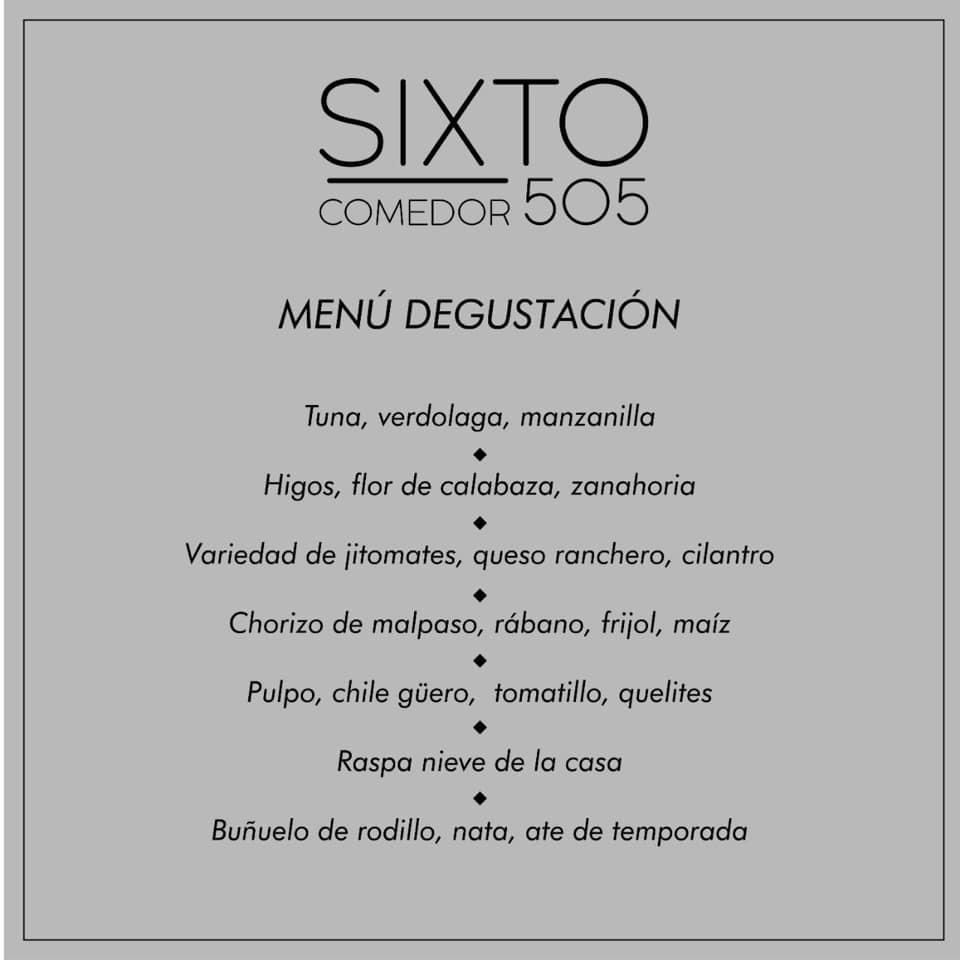 Menu at Sixto Comedor 505 restaurant, Zacatecas