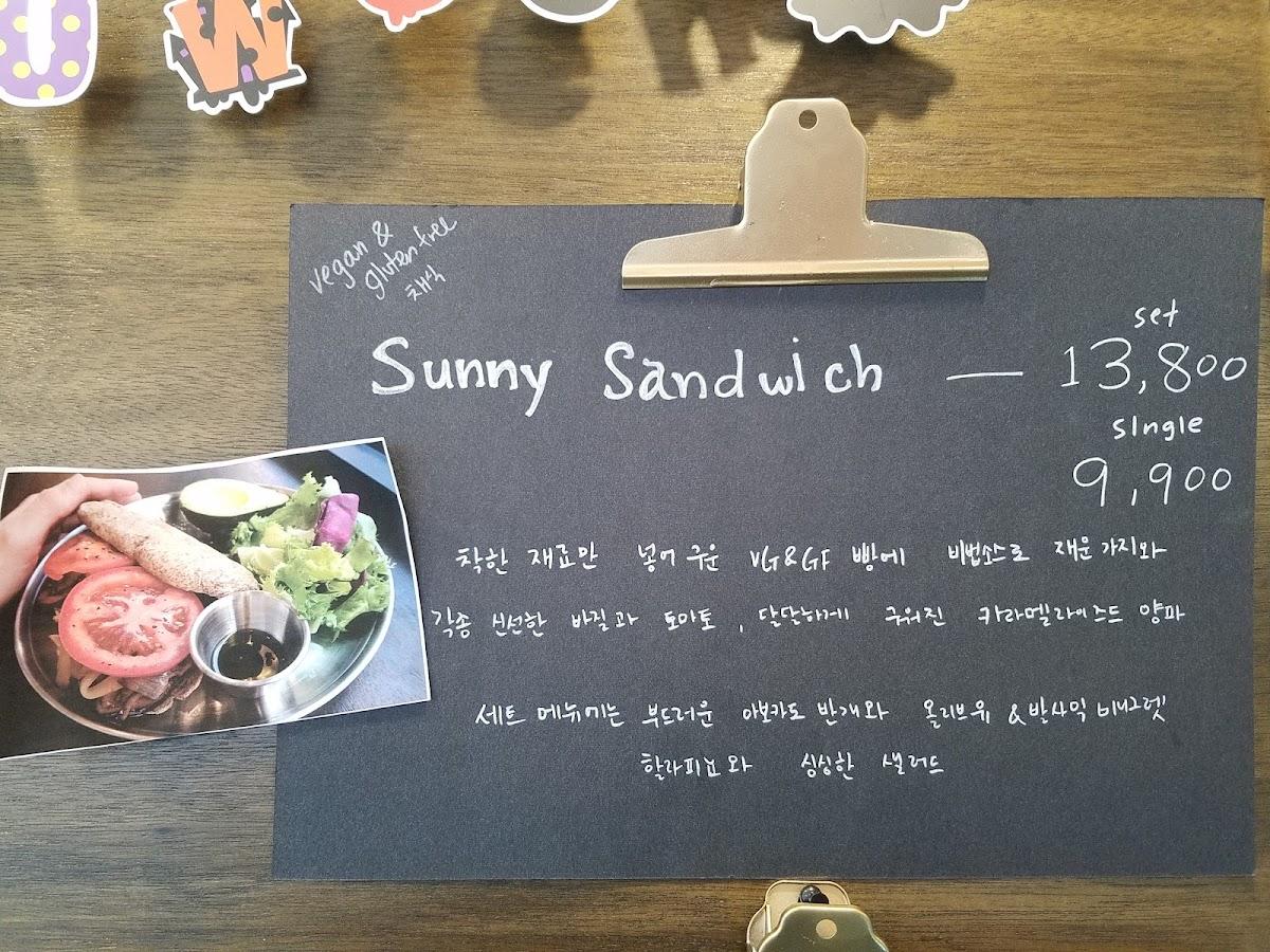 Carta del restaurante Sunny Bread, Seul, 22-2 Seoulsup 2-gil