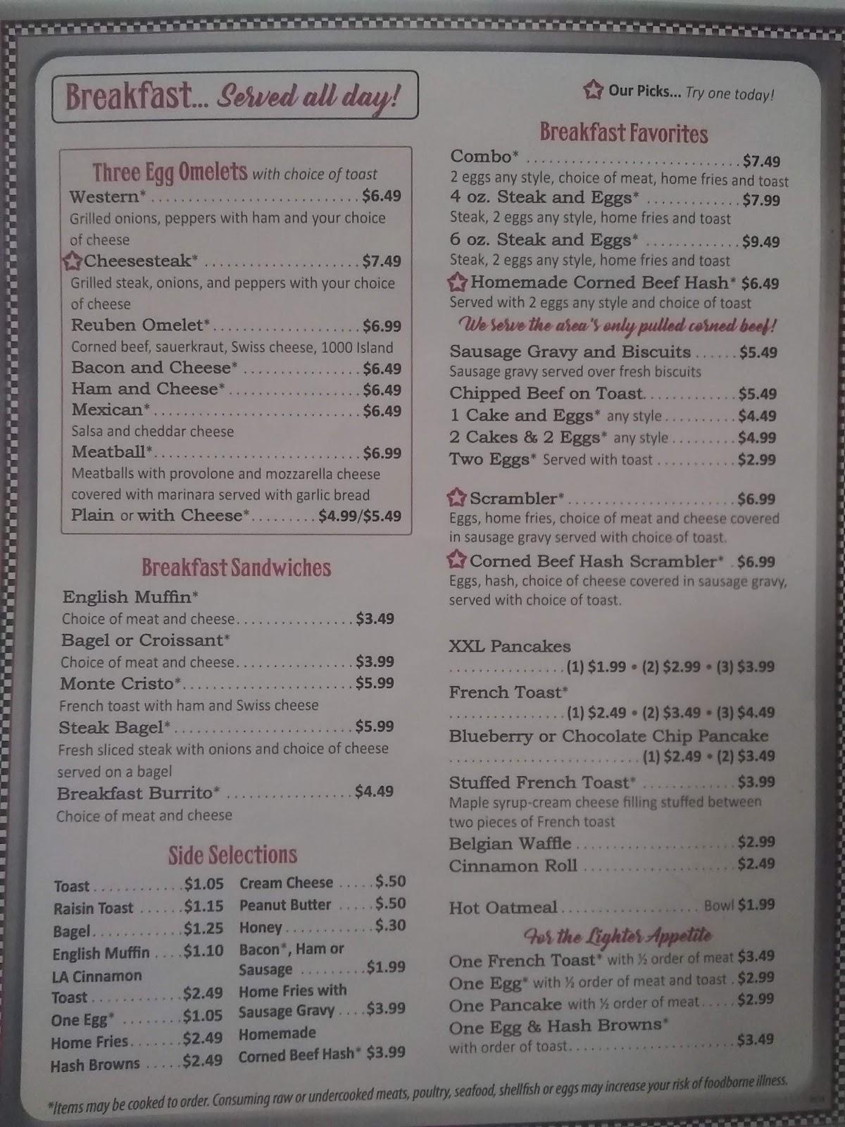 Menu at The Little Red Diner restaurant, Port Allegany