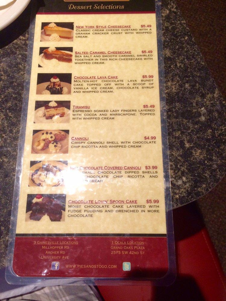 Menu at Piesanos Stone Fired Pizza - 42nd St pizzeria, Ocala, SW 42nd St