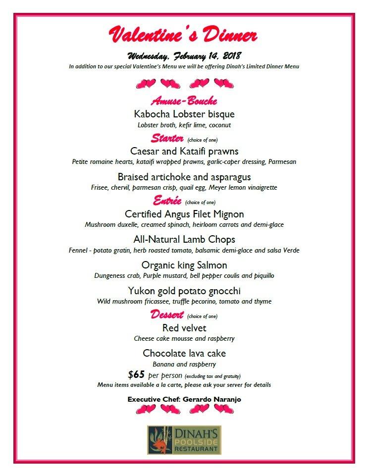 Menu at Dinah's Poolside Restaurant, Palo Alto
