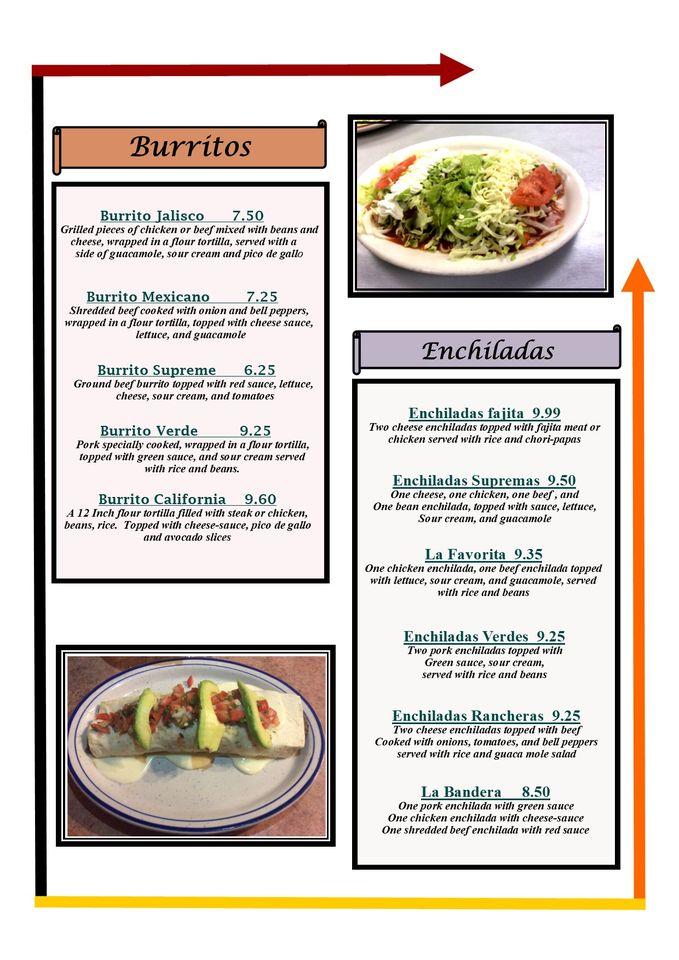 Menu at El Pueblito restaurant, Parsons