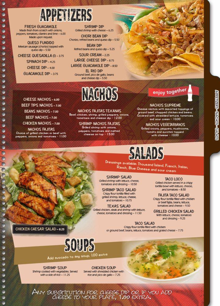Menu at El Rio Mexican Grill Westlake restaurant, Westlake Corner