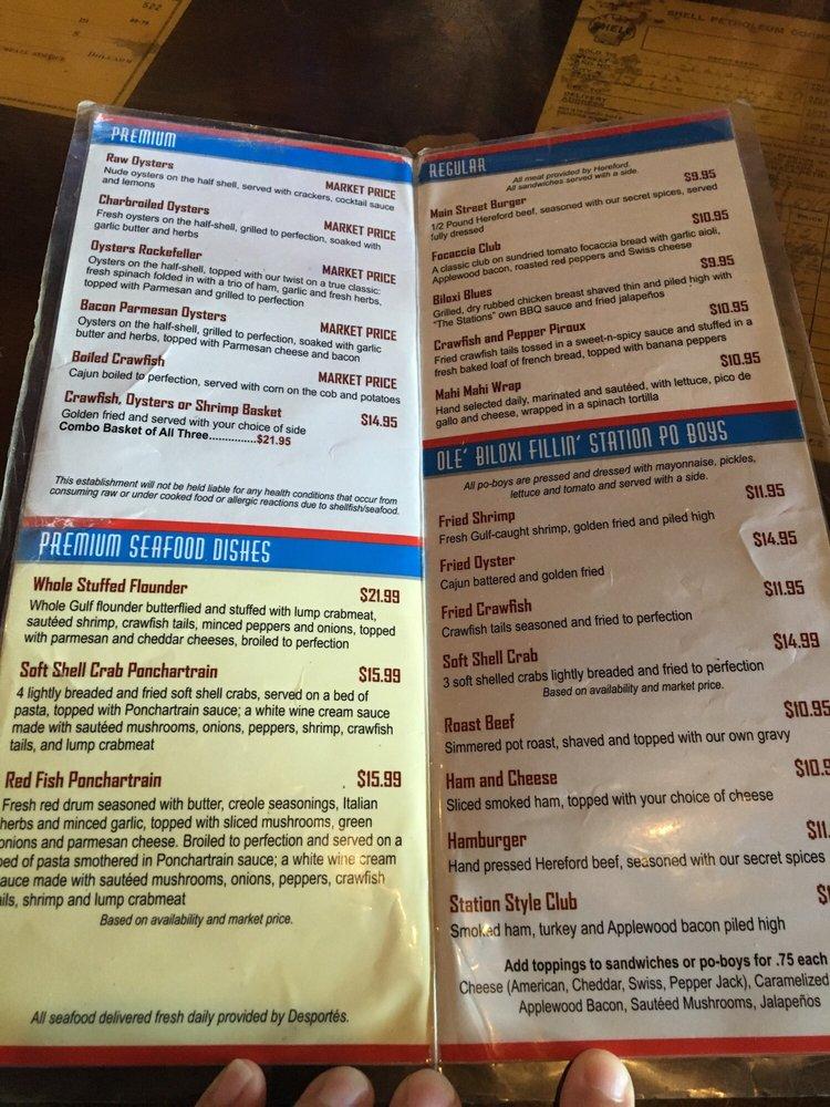 Menu at Fillin' Station pub & bar, Biloxi