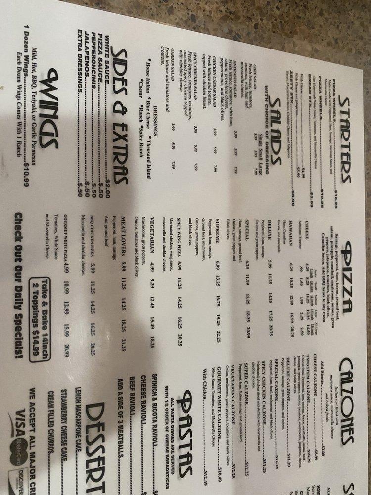 Menu at Pit Stop Pizza pizzeria, Heber-Overgaard